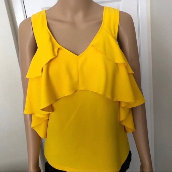 Trina Turk | Tops | Trina Turk Yellow Ruffle Top | Poshmark